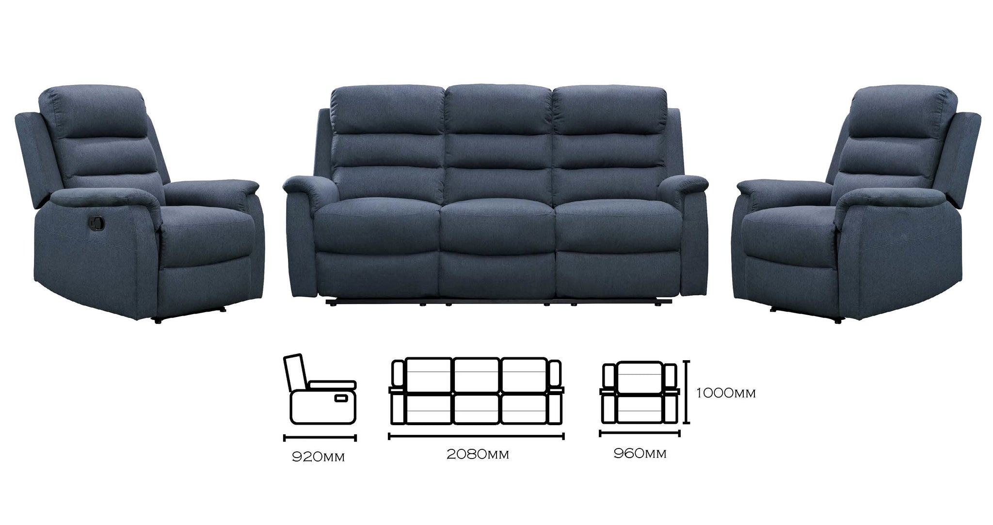 Edward Recliner Linen Lounge Suite – A1 Furniture and Bedding ...